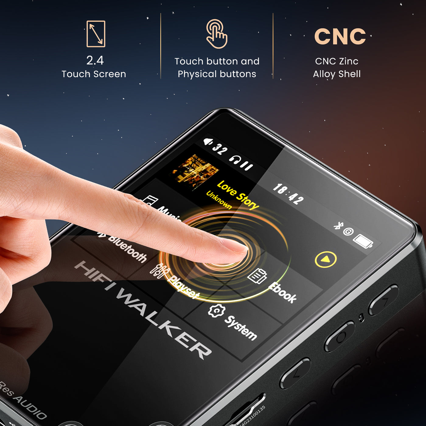 HiFi Walker H2 Touch – Touchscreen Hi-Fi MP3 Player for Lossless Music ...